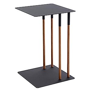 YAMAZAKI Home Metal and Wood Sliding Sofa C End Coffee Tray Laptop Desk, Modern Bedside Or Living Room Small Accent Table | Steel, One Size, Black