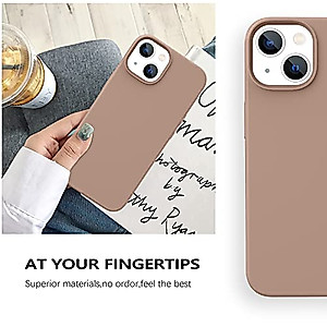 GUAGUA Compatible with iPhone 13 Case 6.1 Inch Liquid Silicone Soft Gel Rubber Slim Thin Microfiber Lining Cushion Texture Cover Shockproof Protective Phone Case for iPhone 13 Khaki