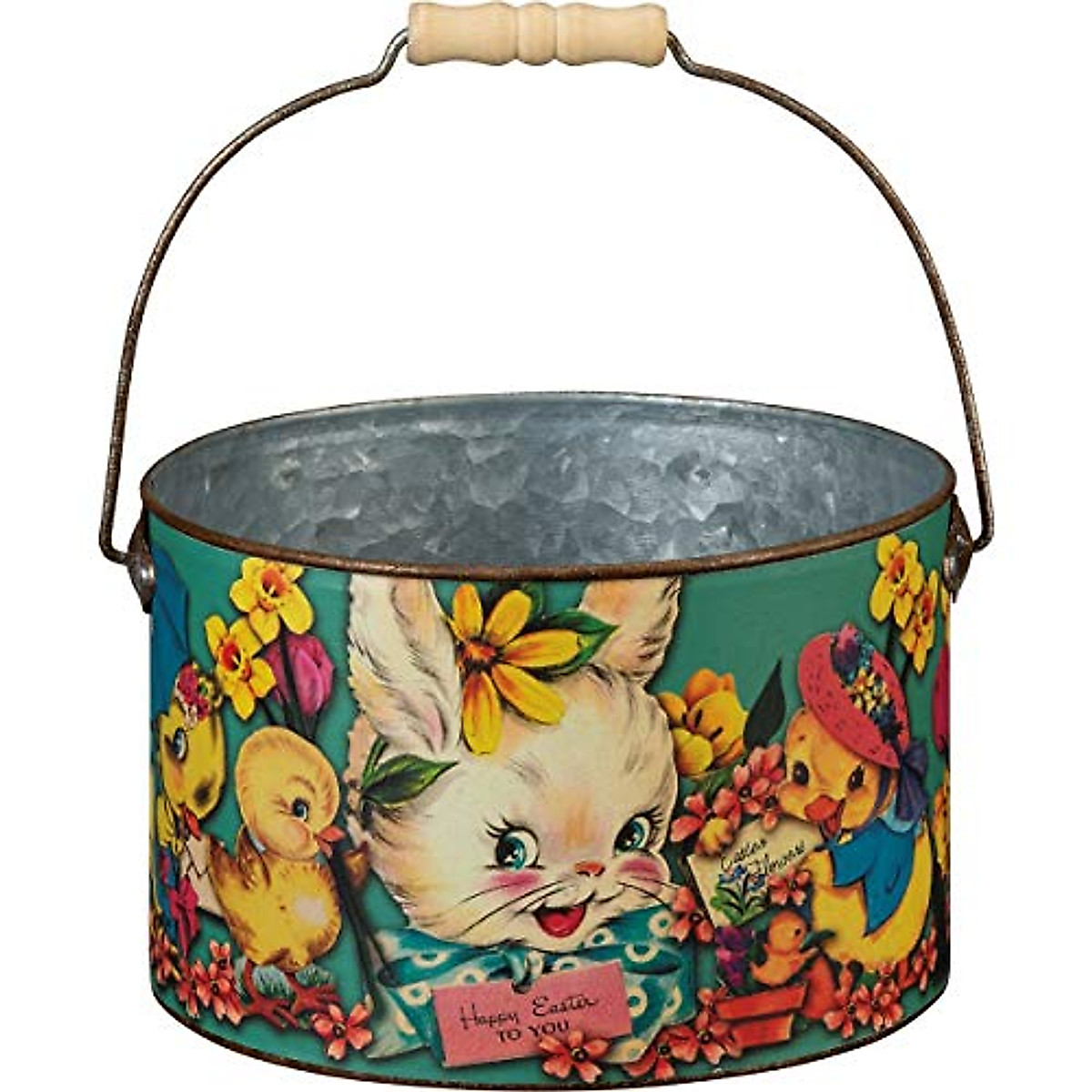 Primitives by Kathy Have A Happy Easter Decorative Bucket Set 9.50" Diameter x 6.25", 7.50" Diameter x 4.75"