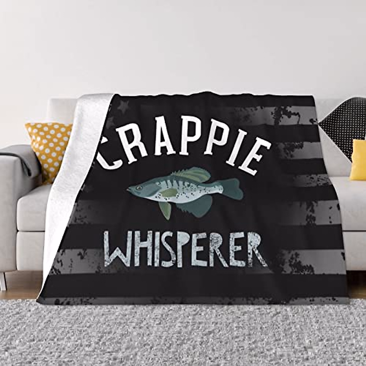 Crappie Whisperer Fishing  Throw Blanket Ultra-Soft Micro Fleece Blanket Cozy Warm Suitable for Living Rooms Sofa 40"X30"