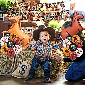 HXJFGDM Cowboy Party Decorations - Cowboy Birthday Party Decorations,western themed party decorations Include Happy Birthday Banner 40IN Horse Foil Balloons for Western Party (Cowboy Birthday)