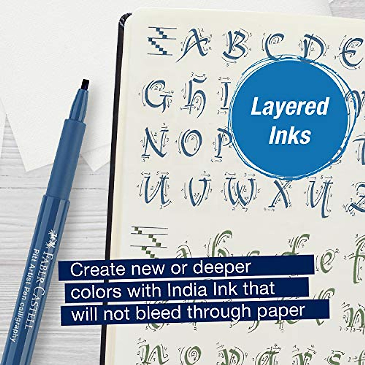 Faber-Castell Calligraphy Pitt Artist Pen Set - 6 Multi Colored Calligraphy Pens