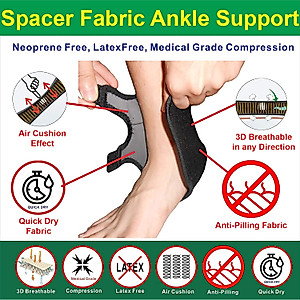 IRUFA, AN-OS-12,3D Breathable Patented Spacer Fabric Adjustable Athletics Achillies Tendon Ankle Wrap, Plantar Fasciitis, Pain Relief for Sprains, Strains, Arthritis and Torn Tendons