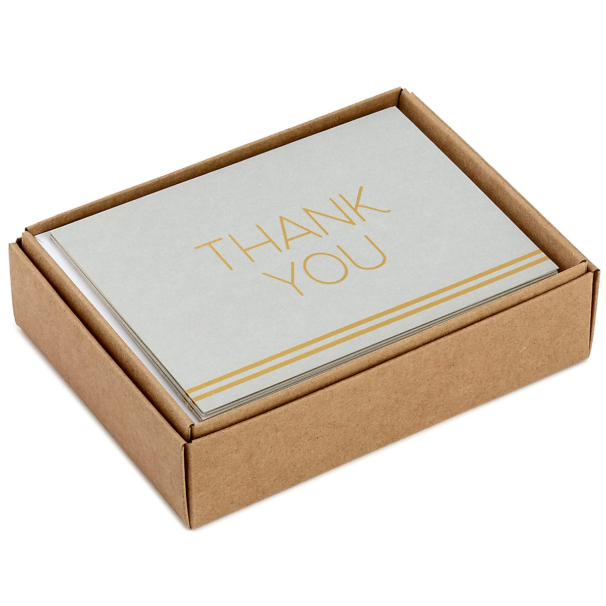 Hallmark Thank You and Blank Cards Assortment, Geometric Gold (24 Cards with Envelopes for Baby Showers, Wedding, Bridal Showers, All Occasion)