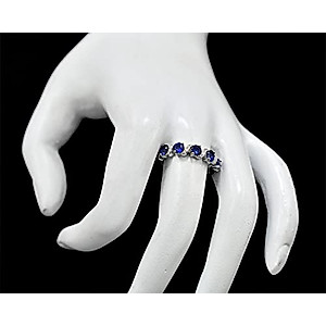 4 MM Natural Blue Sapphire Ring 925 Sterling Silver September Birthstone Cluster Ring Sapphire Jewelry Art Deco Ring Engagement Gift For Girlfriend (RG-7798) (Yellow Gold Plated Silver, 8 US)