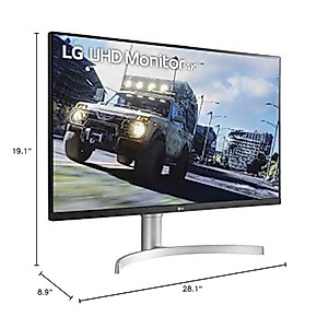 LG 32UN550-W Monitor 32" UHD (3840 x 2160) Display, DCI-P3 90% Color Gamut, HDR 10, AMD FreeSync, Borderless Design, Tilt/Height Adjustable Stand - Silver
