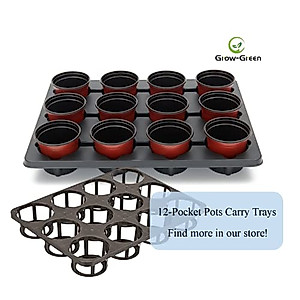 RooTrimmer 12 Cell Nursery Planter Pots Trays, Plant Pot Shuttle Carry Holder and Trays for 4 inch Round Plastic Nursery Pots Flowerpot Carrier Transporting (16.75" 12.43", 2.1" Deep, 10-Pack)