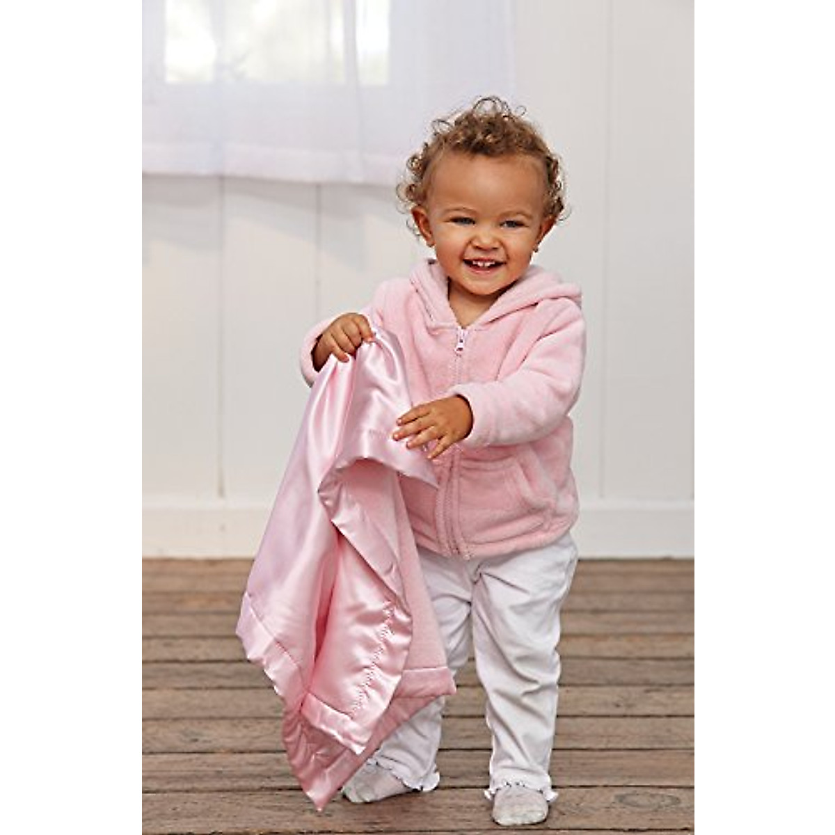 Elegant Baby Ultra Plush security Blankie, Satin Border and Back Blankie Pastel Pink, 20" x 20"