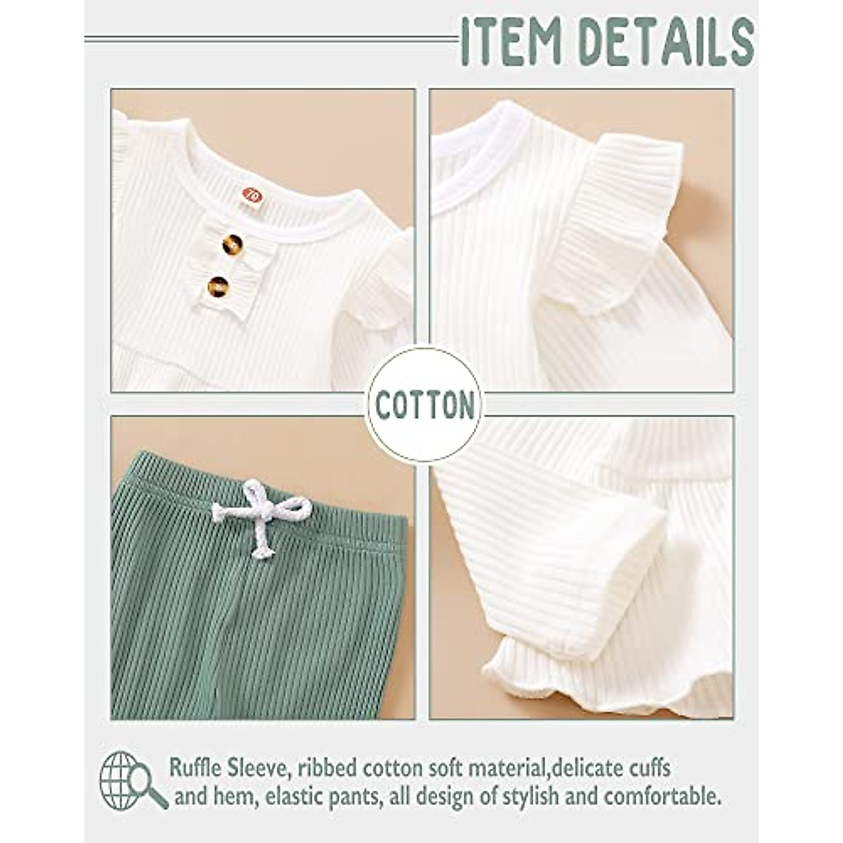 18 Months Girl Clothes Toddler Baby Girl Outfit Fall Winter Long Sleeve Ruffle Shirt Cotton Pant Set 2 Pieces Outfits 18-24 Months Girl Clothing