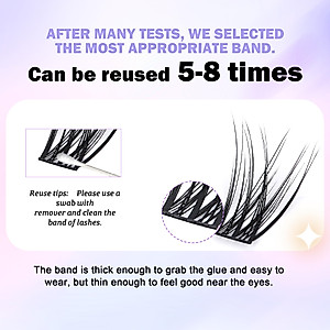GAQQI Lash Clusters, GQ45 Individual Lashes D Curl, DIY Lash Extension 14mm Only False Eyelash Clusters 120PCS, Natural & Wispy Lash Wisps (GQ45,D Curl,14mm)