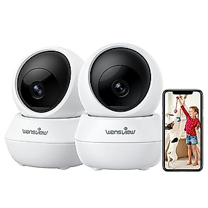 wansview 2K Home Security Cameras Indoor-2.4G WiFi Security Camera Indoor Wireless for Pets & Baby with Phone app, 2-Way Audio, PTZ, Motion Detection, SD Card/Cloud Storage, Works with Alexa (2 Pack)