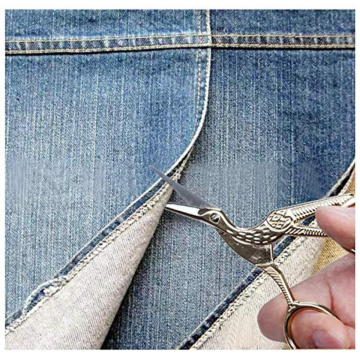 3.6" Stainless Steel Tip Classic Stork Scissors Crane Design Sewing Scissors DIY Tools Small Shear for Embroidery, Craft, Needle Work, Art Work Everyday Use Gold Scissors