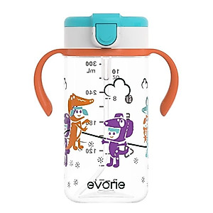 Evorie Tritan Toddler Sippy Cups 10 Oz Kids Water Bottle With Replacement Straw Bundle, Imaginations