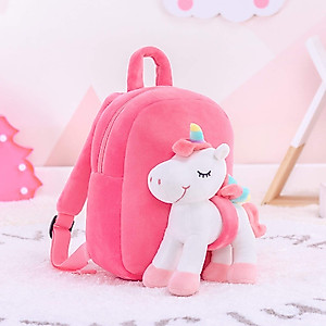 Lazada Unicorn Toddler Backpack Stuffed Unicorn Toys Kids Backpacks with Toy White 9.5"