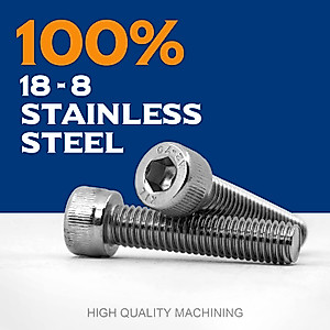 M8-1.25 x 60mm Socket Head Cap Screws Metric, Allen Socket Drive, 304 Stainless Steel (A2-70), Full Thread, Bright Finish, Machine Thread, Quantity 10