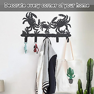 VIVICOMFY Metal Crab Coat Hooks Wall Mount-Crab Hangers and Key Holder-Clothes Hat Rack and Backpack Hanger Decor for Storage, Living Room, Hallway, Office Gift (Black)