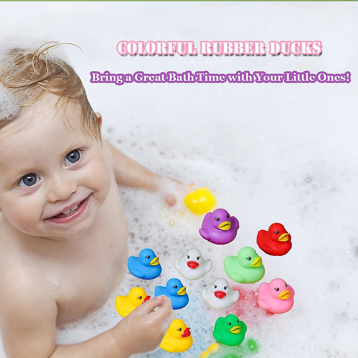 Rubber Duck Toy Duckies, Preschool Bath Toys Bathtub Floating Squeaky Duckies Gift for Kids, Baby Showers Classroom Incentives, Summer Beach and Pool Activity(10Pcs Multi Color Ducks)