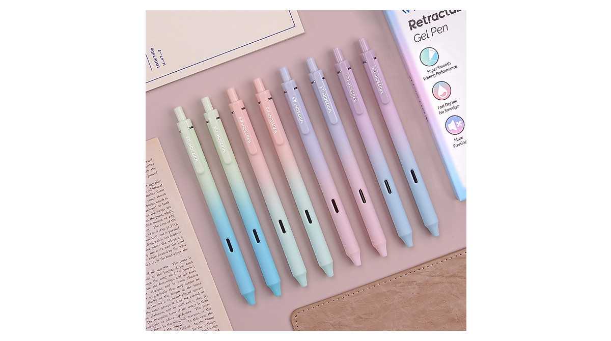 WRITECH Retractable Gel Pen Set - Smooth 0.5mm Fine Point & Gradient Colors