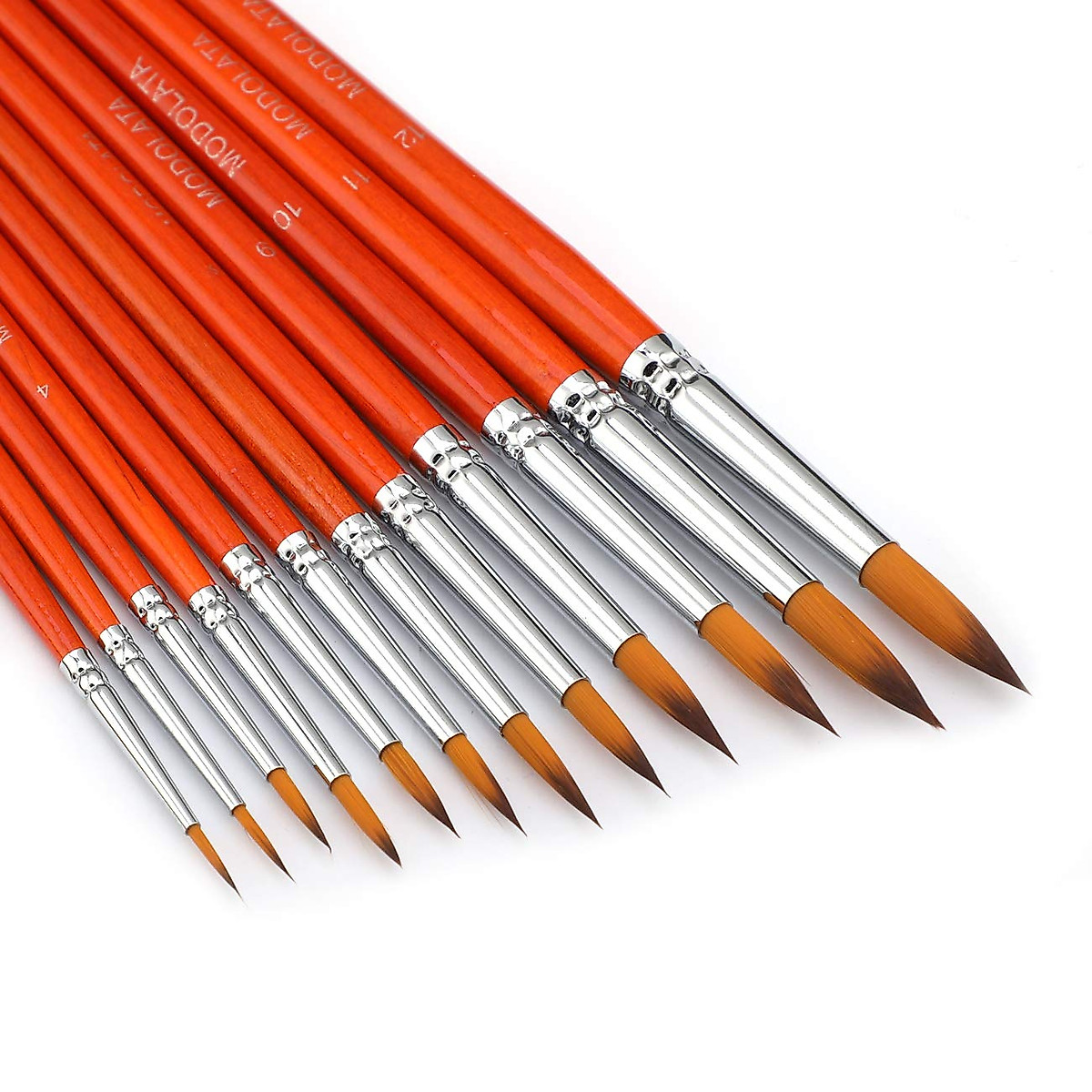 Watercolor Paint Brushes Set - 12Pcs Round Pointed Painting Brush for Acrylic, Gouache, Oil, Artist, Miniature, Model - Short Handle