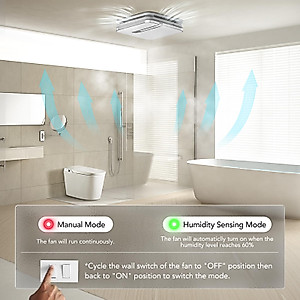 OREiN Bathroom Exhaust Fan with Light, 30W Exhaust Fan with Humidity Sensor, 80/110 CFM 0.8/1.0 Sone Bathroom Vent Fan with Light for Home, 1500lm LED Light 3000K/4000K/5000K Selectable & Nightlight
