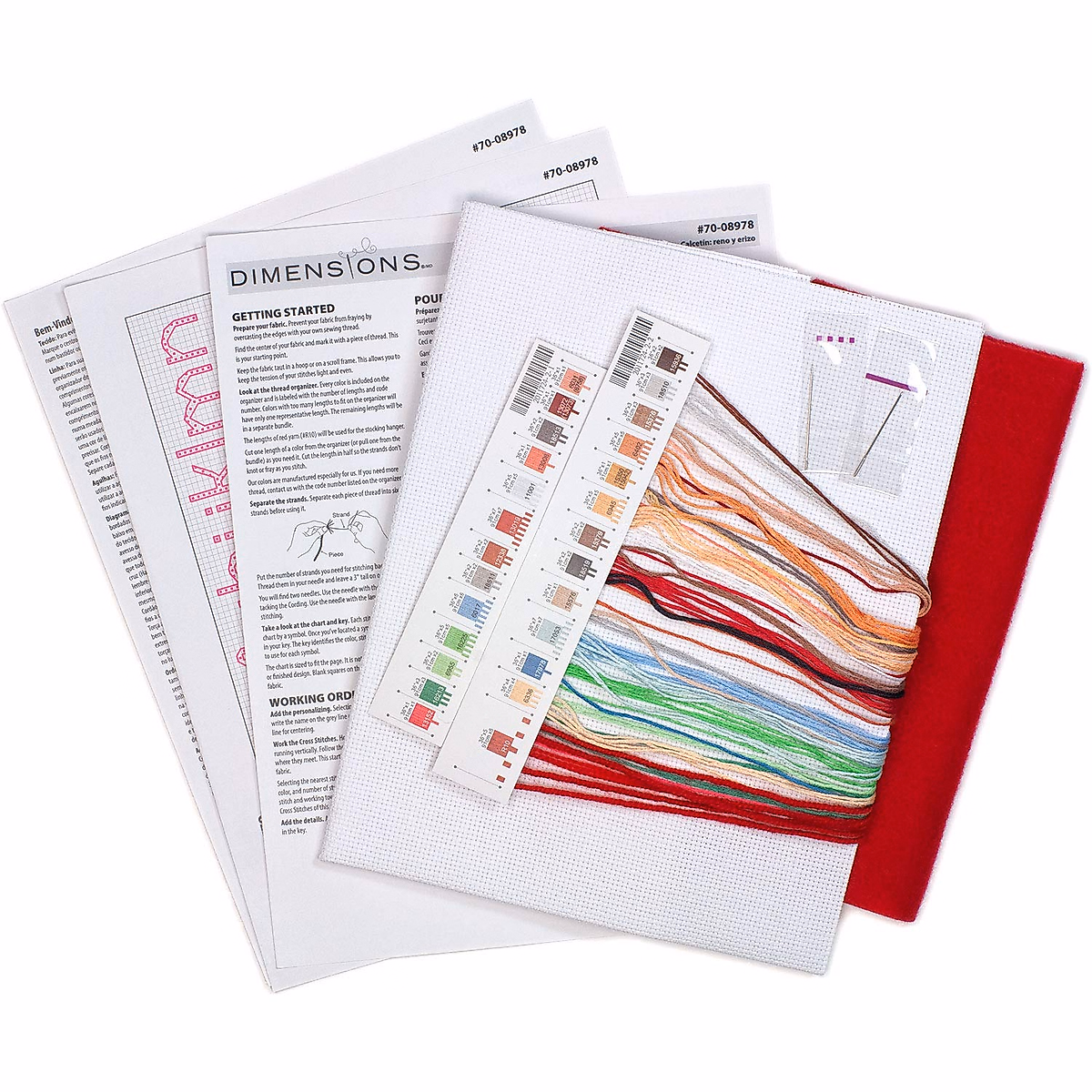 Dimensions Cross Stitch 'Reindeer and Hedgehog' Personalized Christmas Stocking Kit, White Aida, 16'', 14 Count