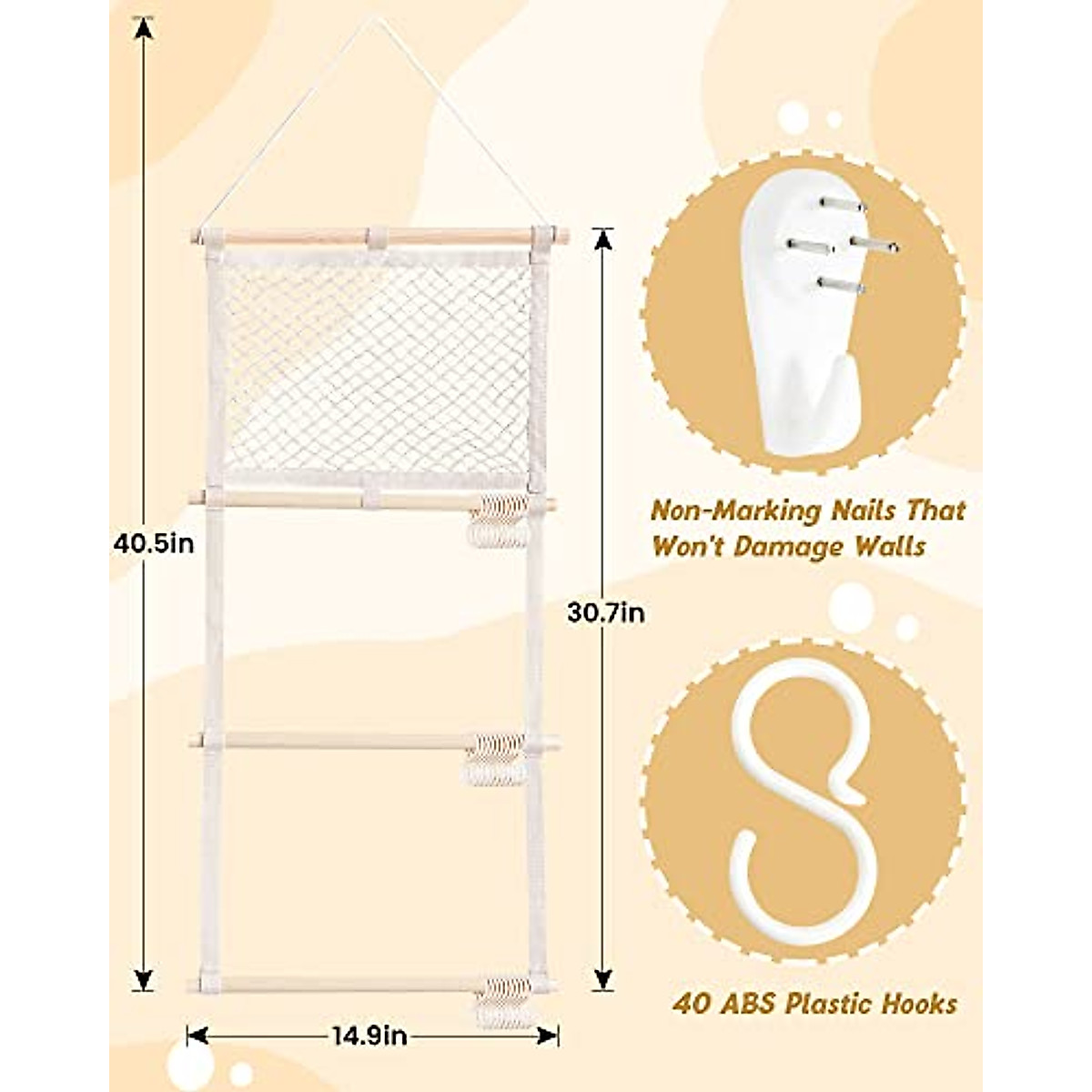 Maiqufa Headband Holder Hair Bows Organizer for Girls, Wall Mounted Hanger with 40 hooks, Large Capacity Baby Hair Accessory Organizer for Toddler Girls Room and Nursery Décor