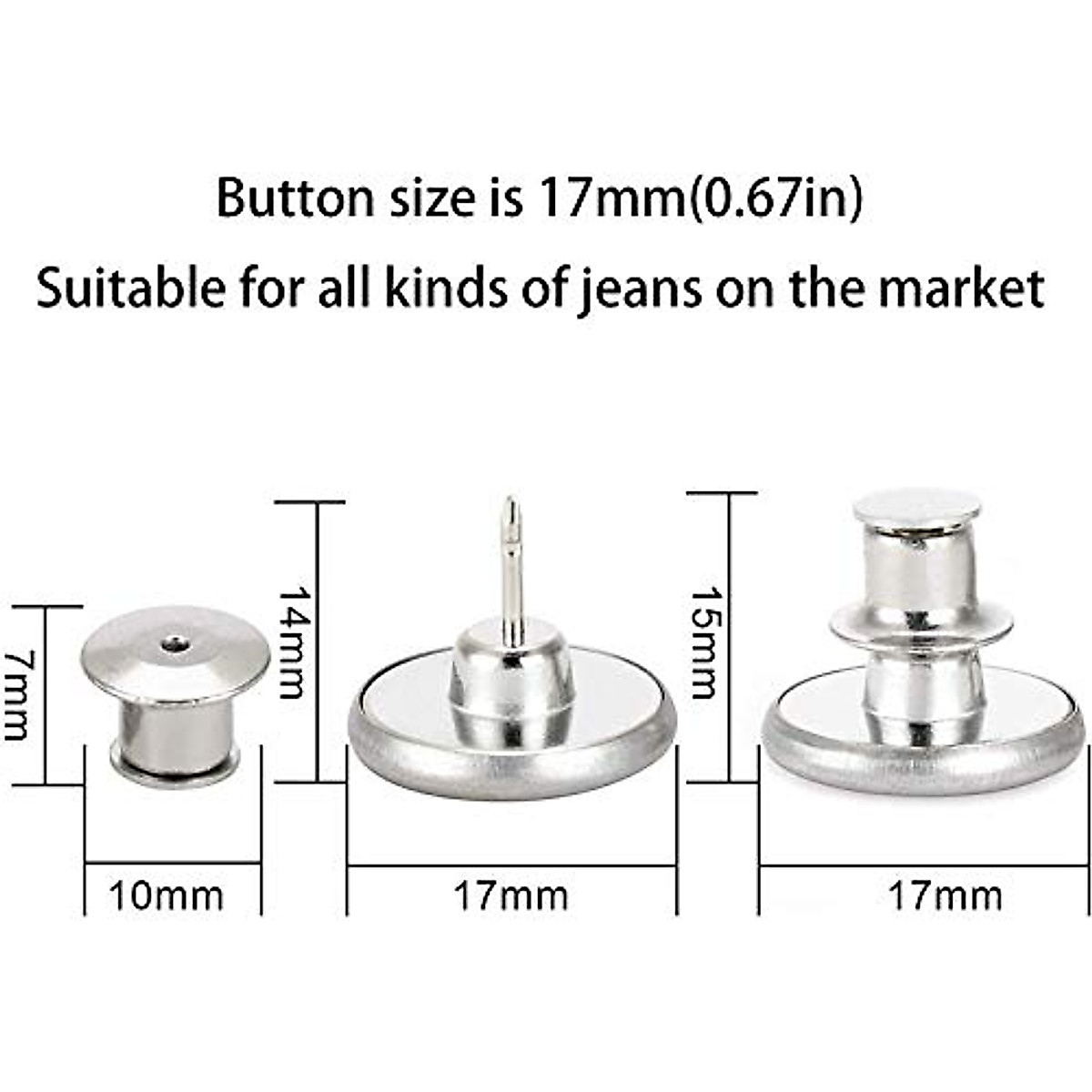 6PCS Perfect Fit Instant Button, Instant Buttons, Jean Replacement Buttons Removable Button No Sew Buttons to Extend or Reduce an Inch to Any Pants Waist in Seconds!