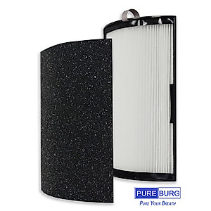 PUREBURG Replacement Filter Set Compatible with Hunter HPF500 Tower Air Purifier, 2-Pack H13 HEPA + 8 Activated Carbon Pre-Filters Air Clean Dust VOCs