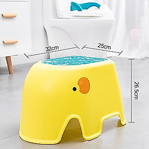 ＫＬＫＣＭＳ Kids Step Stool Toddler Step Stool,Multifunctional,Non Slip,Elephant Shaped,Durable Bathroom Step Stool Poop Stools for Kitchen,Bathroom, Yellow