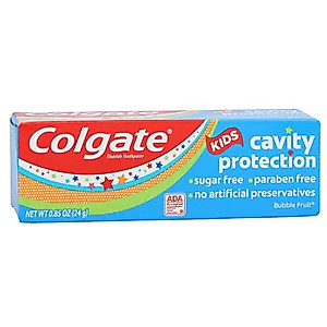 Colgate Kids Cavity Protection Fluoride Toothpaste, Bubble Fruit Flavor, Travel Size 0.85 oz (24g) - Pack of 6