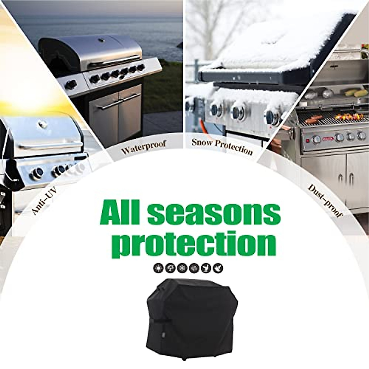 F&J Outdoors Waterproof Anti-UV 3-4-5-6 Burner (+1 Side Burner) Gas BBQ Grill Cover, 63Wx27Dx47H in