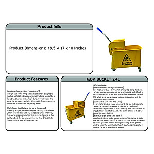 20L Rolling Janitorial Cleaning Mop Bucket Commercial Restaurant with Down Press Wringer