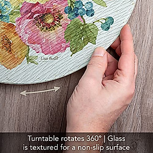 CounterArt Country Fresh 4mm Heat Tolerant Tempered Glass Lazy Susan Turntable 13" Diameter Cake Plate Condiment Caddy Pizza Server