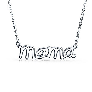 Personalized Name Plated Talk Station Pendant MAMA Word Necklace For Mother For Women Polished .925 Sterling Silver