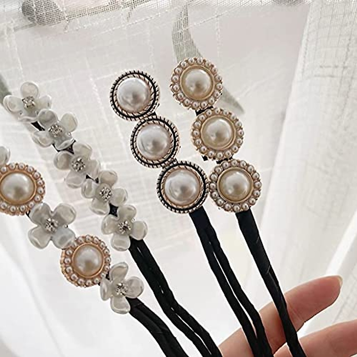 4Pcs Magic Hair Bun Maker with Peal and Flower Foam Sponge Buns Shaper Donut Holder Hair Twist Curler Hair Accessory DIY Hair Styling Tool for Women and Girls