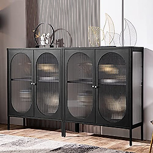 SICOTAS Modern Sideboard Cabinets, Accent Buffet Storage Cabinet with Glass Doors, Free Standing Cabinet for Living Room Bedroom, Cupboard Console Table for Home Kitchen Dining Room
