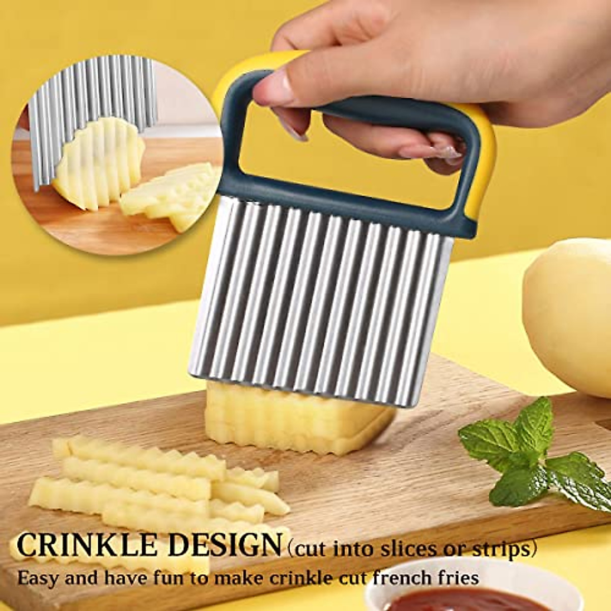 YGDZ Wavy Crinkle Cutter, Stainless Steel Wavy Knife Crinkle Cutting Tool Chopper Cutter for Veggies, Two Pack