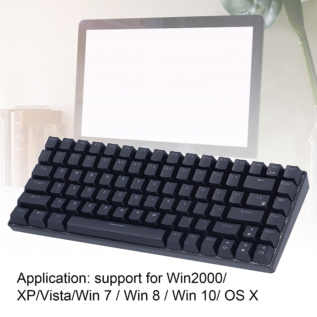 ASHATA TypeC Wired Gaming Keyboard, Portable 84 Keys Type‑C Backlight Gaming/Office Keyboard for PC/Laptop, Blue Switch (Black Blue axis Mixed Light)