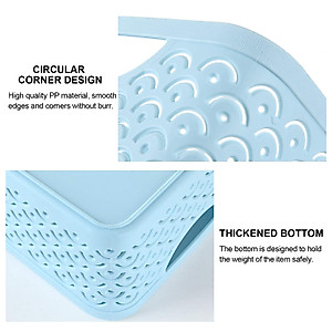 STARVAST 5 Pack Plastic Storage Baskets, Portable Blue Fish Scale Pattern Hollow Desktop Storage Bin Box with Handle for Kitchen, Bathroom, Kids Room or Nursery Storage – 9.4 x 7.1 x 4.1 inches
