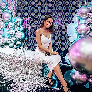 Mity rain 3 Packs Disco Ball Foil Curtain, 70s Party Decoration for Disco Bachelorette Party/Birthday/New Years Eve, Disco Ball Backdrop with Sequin, Disco Party Decoration Photo Booth 9.8 × 6.6 ft