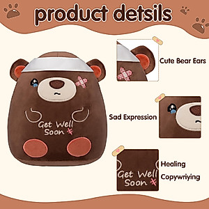 SEAOPOP Get Well Soon Bear Plush: Cute Soft Teddy Bear with Bandage Stuffed Animal, Feel Better Plushies Toy, Get Well Gifts for Recovery Kids Women Patient After Surgery