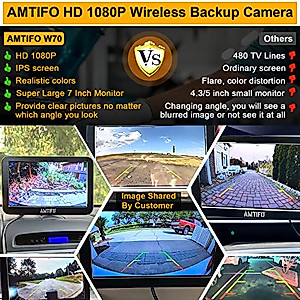 AMTIFO Wireless Backup Camera Car HD 1080P WiFi Rear View System 7 Inch Monitor Kit Truck Camper RV Hitch Auto License Plate Back Cam W70