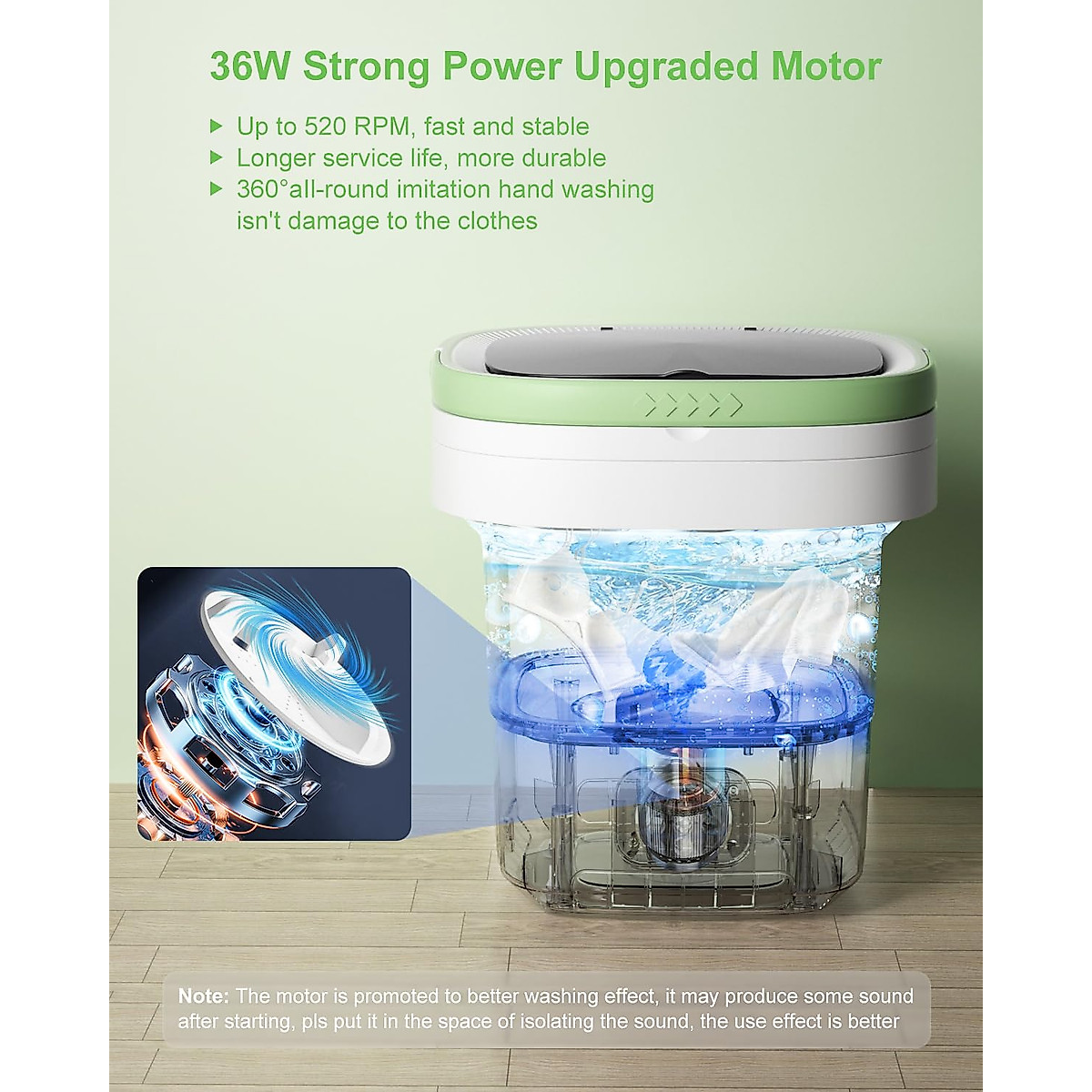 Portable Washing Machine, Mini Washer 13L Upgraded Capacity with 3 Modes Deep Cleaning for Underwear, Shirt, Baby Clothes, Small Items.Foldable Mini Laundry Washer for Apartments,Camping,Travel(Green)