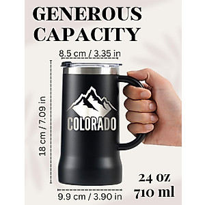 Onebttl Colorado Gifts for Men Women, Colorado Themed Souvenirs Travel Homesick Gift, Stainless Steel Beer Stein Tumbler, 24oz Beer Mug with Lid