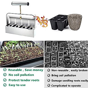 Upgraded Genuine Soil Block Maker, Handheld Seeding Soil Blocker, Soil Blocking Tool, Quad Soil Blocker – Come with 12Pcs of Seed Pins