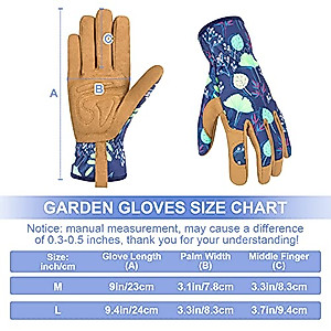 Leather Gardening Working Gloves for Women, Abrasion Garden Gloves Scratch Resistant Breathable for Weeding, Digging, Planting, Raking & Mowing (Medium)