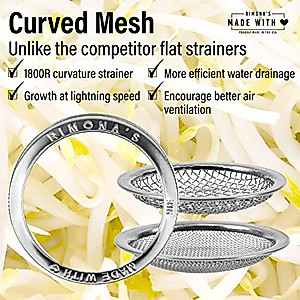 RIMONA’s Sprouting Kit - Stainless Steel Curved Enhanced Mesh Strainers (1 for Big and 1 for Small Seeds), Ball Mason Jar & Holder - Sprout Growing Kit for variety of seeds