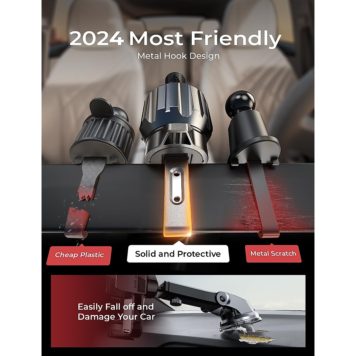 LISEN Phone Mount for Car Vent [Never Blocking] Universal Phone Holders for Your Car Hands Free Cell Phone Holder Car Mount Fits All Phones for iPhone 15 Pro Max Plus 14 13 12 Samsung Android Phones