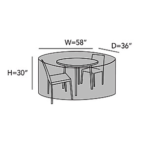 Covermates Oval Bistro Table/Chair Set Cover - Light Weight Material, Weather Resistant, Elastic Hem, Patio Table Covers, 58W x 36D x 30H, Green
