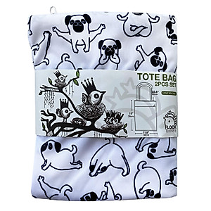 FLOCK THREE 2pcs Wet Dry Bag Waterproof Tote Reusable Wet Clothes Baby Diapers Stroller Swimsuit Travel Small Larger Electronics Toiletries Pouch Cute Dogs